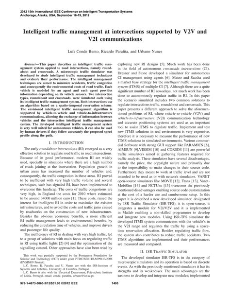 Pdf Intelligent Traffic Management At Intersections Supported By V2v And V2i Communications