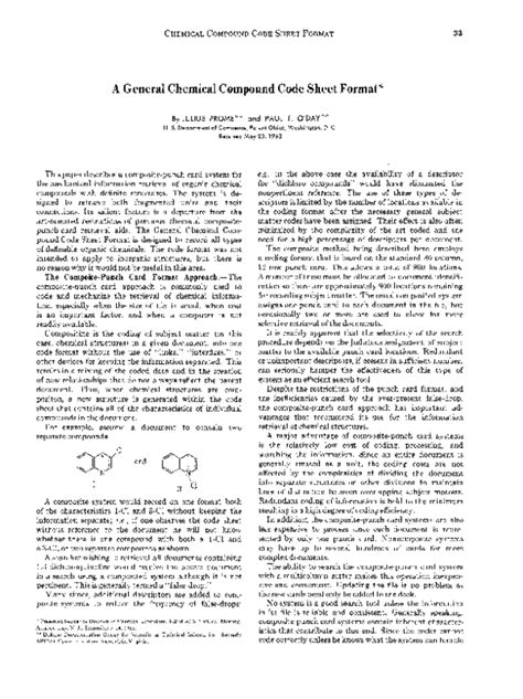 Pdf A General Chemical Compound Code Sheet Format