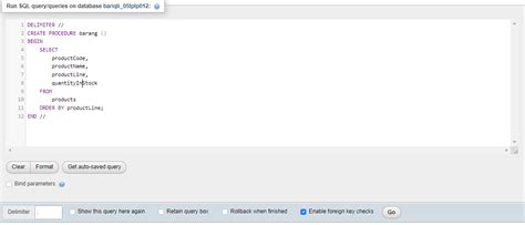 penggunaan perintah stored procedure pada database mysql