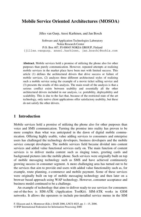 Pdf Mobile Service Oriented Architectures Mosoa