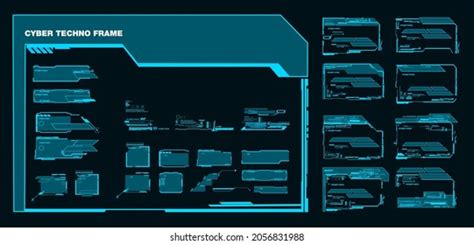 「hudフレーム未来的なテキストボックス、枠、枠。sfデジタルスクリーン、ホログラムパネル。ハイテクのhudインターフェイスエレメントの