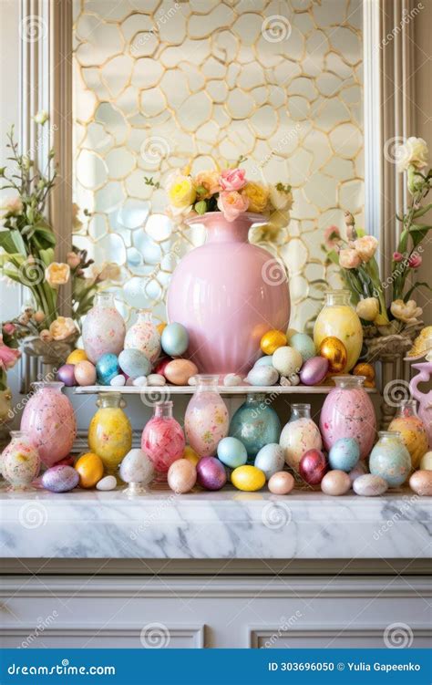 Whimsical Spring Mantelpiece Featuring Delicate Ceramic Bunnies And