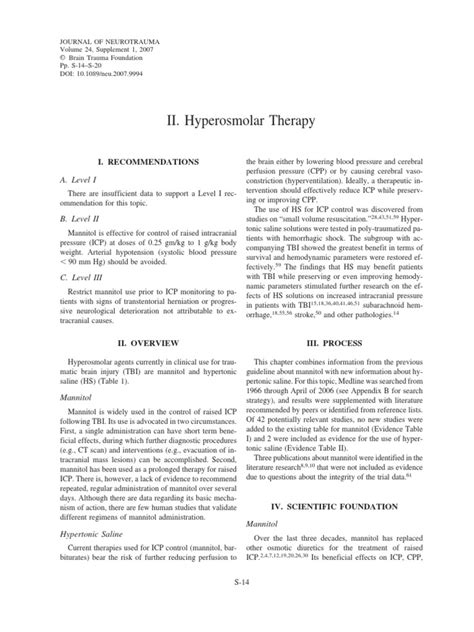 Hyperosmolar Therapy Pdf Science And Mathematics