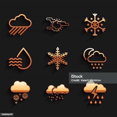 雪の結晶雪雨と稲妻月水滴のパーセンテージ アイコンを設定しますベクトル しずくのベクターアート素材や画像を多数ご用意 しずく