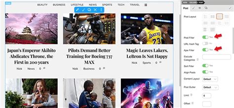 New Feature Ajax Post Filter Themify