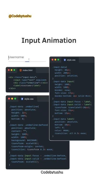 Create The Input Animations In Hrnl With Css Html Css Cssanimation Codebytushu Coding