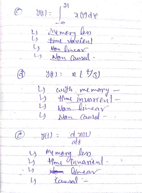 Problem 3 Determine Whether Each Of The Following System Is Memoryless