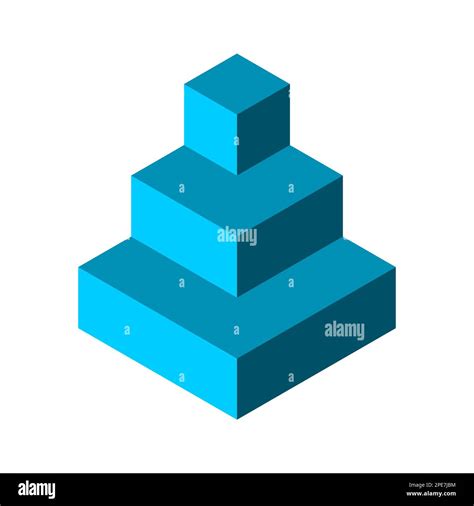 Blue 3d Geometric Pyramid Made Of Cubes Hierarchy In Organization Concept Corporate Management