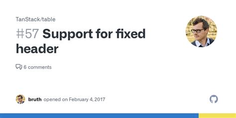 Support For Fixed Header Issue TanStack Table GitHub