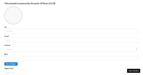 Semantic Ui Example Forked Codesandbox