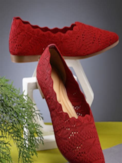 Buy Deas Women Red Ballerinas With Laser Cuts Flats Ballerinas For