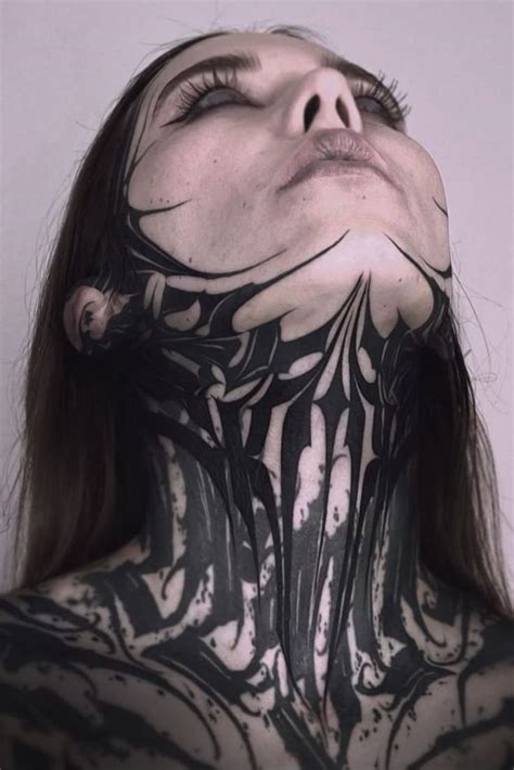 Blackwork Neck Throat Tattoo By Bastian Blau Throat Tattoo Face