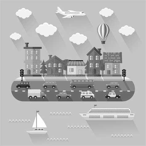 City Landscape Flat Design Stock Vector Illustration Of Town Shadow