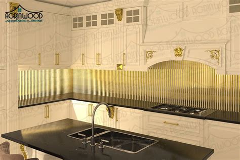 کابینت کلاسیک سفید طلایی آگرین چوب