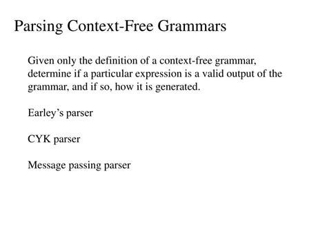 Ppt Context Free Grammar Parsing By Message Passing Powerpoint