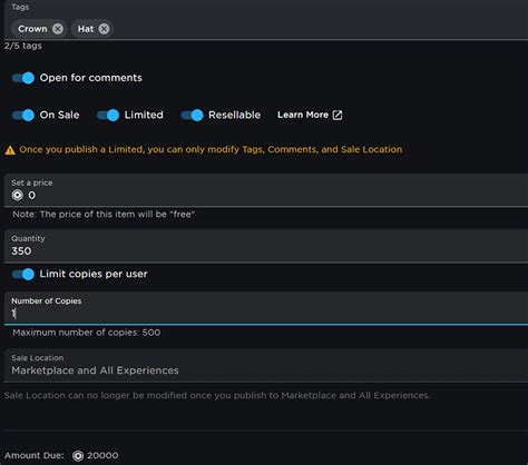 Issue On Publishing FREE Limited UGC On A Roblox Group Roblox Application And Website Bugs