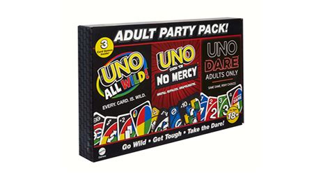 Uno All Wild Uno Show ‘em No Mercy Uno Dare Adults Only 3 Card Game