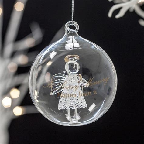 Personalised In Loving Memory Glass Angel Bauble The T Experience