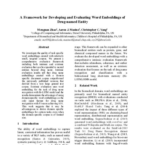 A Framework For Developing And Evaluating Word Embeddings Of Drug Named Entity Acl Anthology