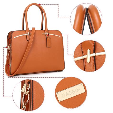 Multi Pocket Purse Satchel Large Leather Handbag Triple Compartment