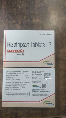 Rizatriptan Tablet 5 Mg Maxtan 5 At Rs 130 Stripe Rizatriptan