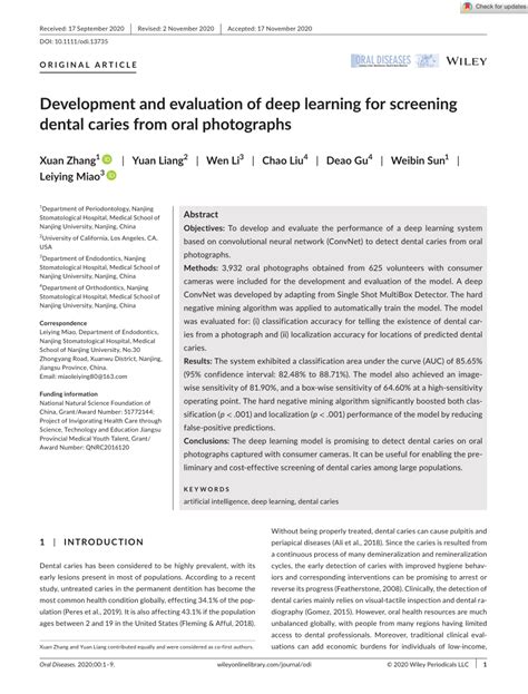 pdf development and evaluation of deep learning for screening dental