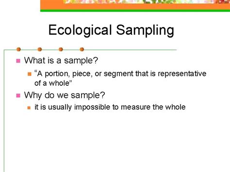 Ecological Sampling Measuring Biotic Components Of A System