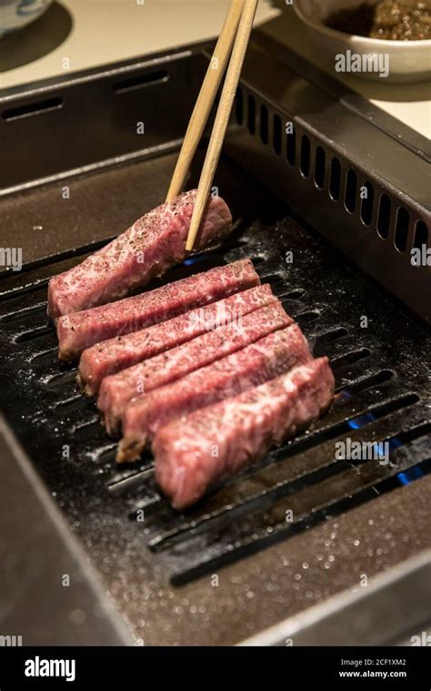 Grilled Freshness Japanese Wagyu A5 Beef Yakiniku Stock Photo Alamy