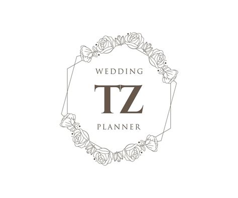 Tz Initials Letter Wedding Monogram Logos Collection Hand Drawn Modern