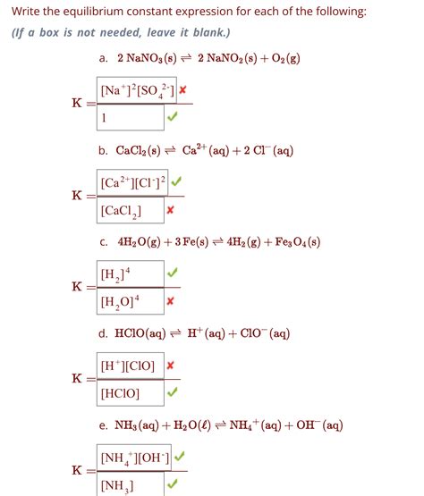 Solved Write The Equilibrium Constant Expression For Each Of Chegg