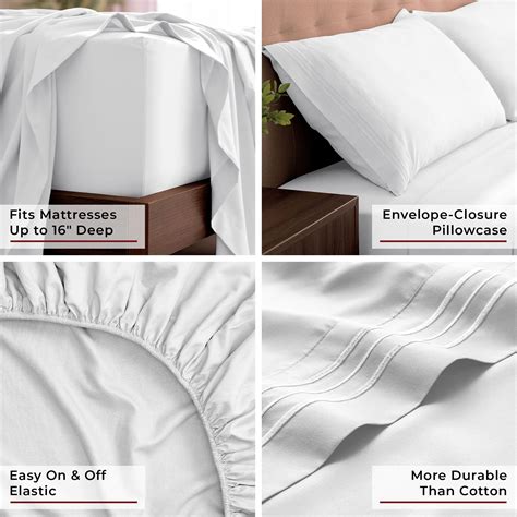 Mellanni King Sheets Set 4 Pc Iconic Collection
