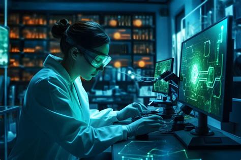 Premium Photo A Person In A Laboratory With Some Colors And A Microscope Data Visualization