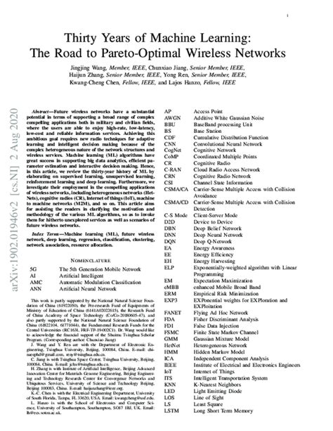 Pdf Machine Learning For Next Gen Wireless Networks A 30 Year Review