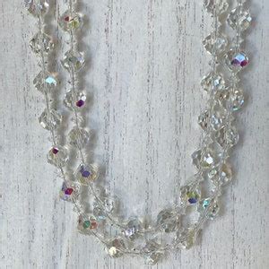 Antique Art Deco Rock Crystal Necklace 1920s Double Strand Clear
