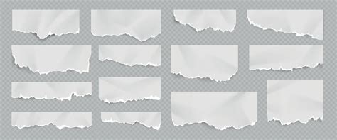Realistic Torn And Ripped White Paper Sheet With Folds Notebook Page With Scrap Edge Rip Blank