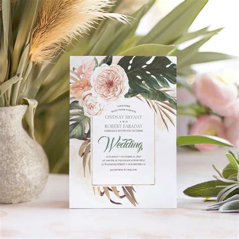 Boho Tropical Floral Desert Wedding Invitation Zazzle