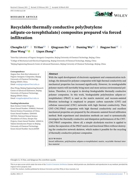 Pdf Recyclable Thermally Conductive Polybutylene Adipate‐co‐terephthalate Composites