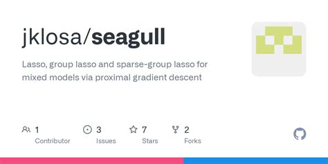Github Jklosa Seagull Lasso Group Lasso And Sparse Group Lasso For