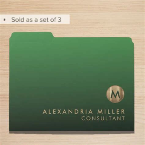Elegant Gold Monogram Emerald Green File Folder Zazzle