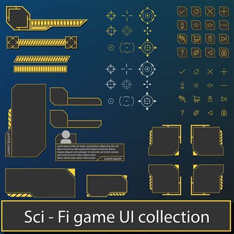 Yellow Sci Fi Game User Interface Collection Vector Image Sci Fi