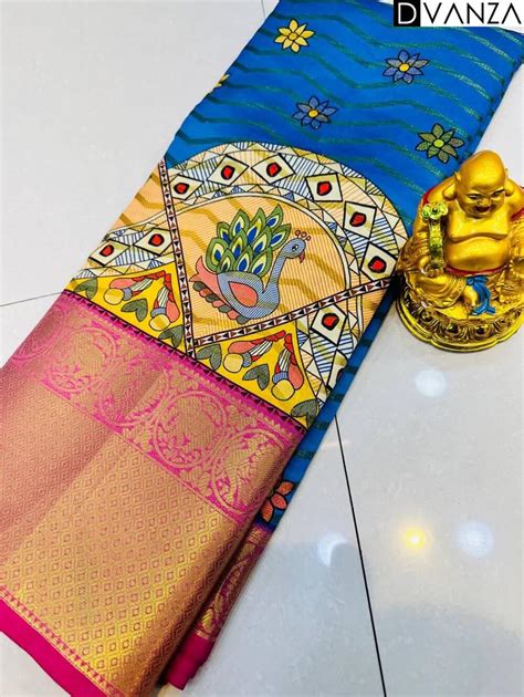 Exquisite Pattu Kalamkari Silk Saree With Brocade Blouse Dvz0003946