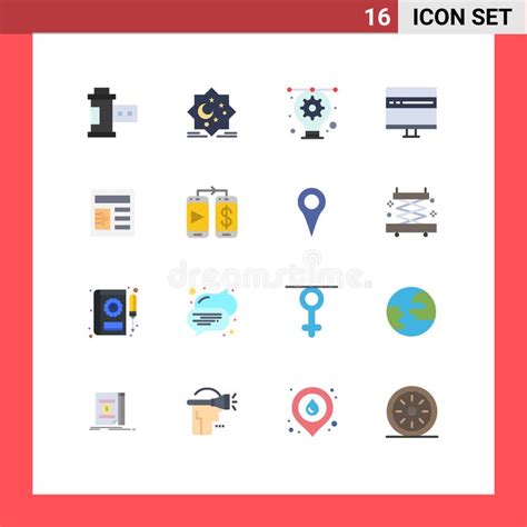 16 Thematic Vector Flat Colors And Editable Symbols Of News Develop New Computer