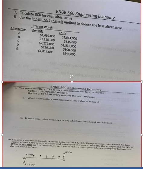 Engr 360 Engineering Economy 7 Calculate Bcr For