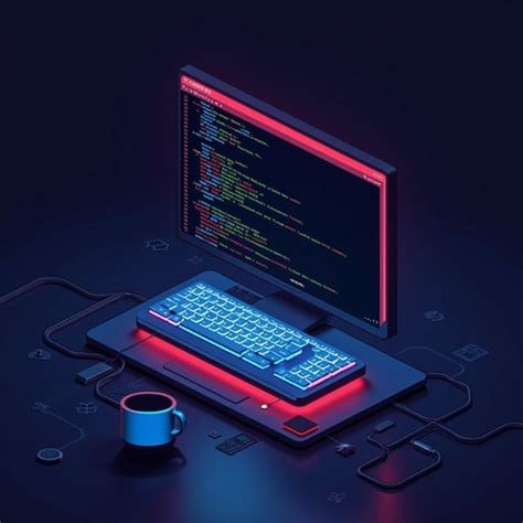 Free Neon Coding Station Image Download At Stockcake