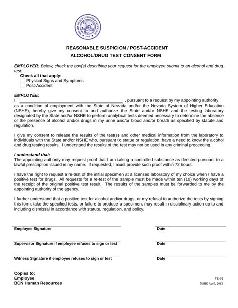 Free 15 Drug Testing Consent Forms In Pdf Ms Word