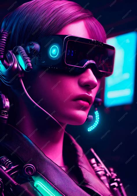 Premium Ai Image Realistic Portrait Of A Sci Fi Cyberpunk Girl High