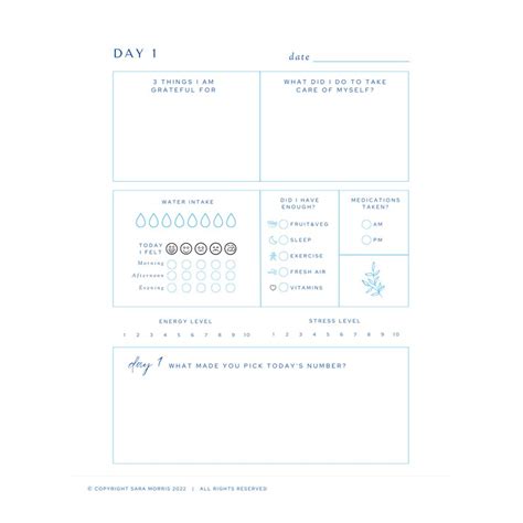 Mood Tracker Printable Daily Mood Tracker Wellness Planner Mental