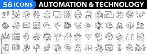 Automation And Technology 56 Icon Set Machine Learning Line Icons
