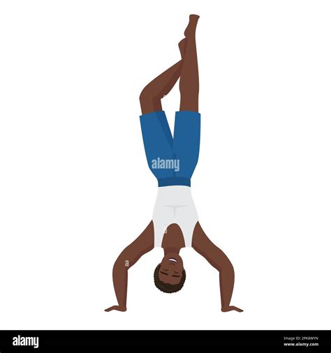 Sport Male Trainer In Yoga Pose Fitness Coach Standing On The Hands