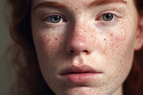 Premium Ai Image A Close Up Of A Woman With Frecklesrosacea Couperose